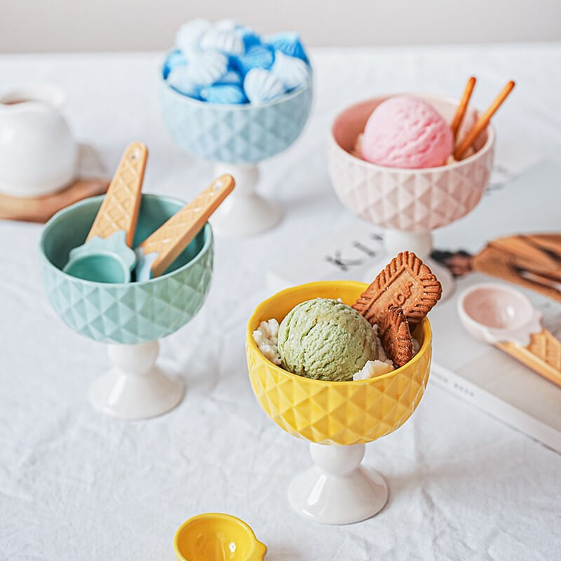Ceramic Fruit Dessert Cup Ice Cream Scoop