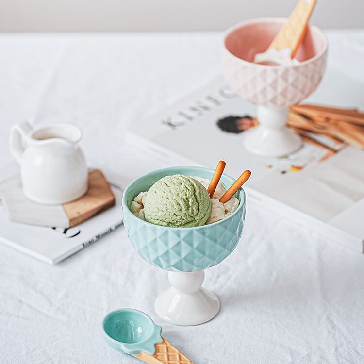 Ceramic Fruit Dessert Cup Ice Cream Scoop