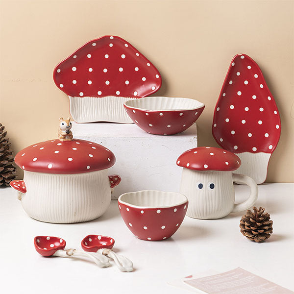 Cute Red Mushroom Tableware