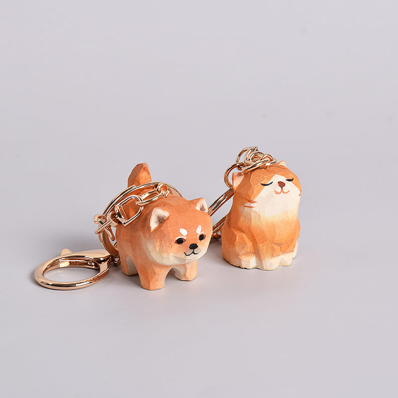 Orange Cat and Shiba Inu Keychain